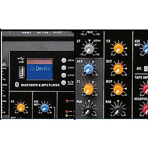 Pro 12 Channels Live Audio Mixer Bluetooth USB DJ Sound Mixing Console with 3 Stage Equalization Regulate 6 Modes Of Music for Family Ktv,Campus Speech,Meeting Etc