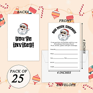 Beshoul Christmas Party Invitations with Envelopes (25-Count) - Funny Santa Invite Cards for Bridal Shower Baby Shower Birthday Party Celebration Supplies - C15