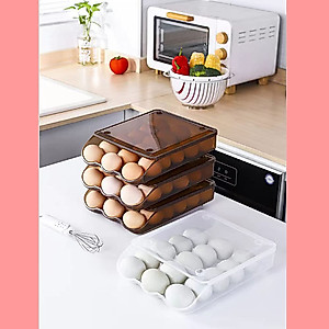 Egg Holder For Refrigerator，Automatic Replenishment Of 36 Egg Preservation Plastic Storage Box,With Lid Stackable Clear Egg Organizer Storage Box,7 Degree Tilt (2 Layer)