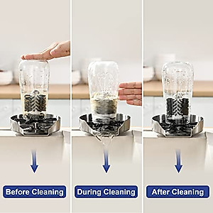 Glass Rinser, Metal Cup Rinser With Brush, Self-cleaning Rinser, Multi-azimuthfor Cleaner for Cups, Kitchen Sink Glass Rinser, Kitchen Sink Accessories,(Upgraded) Brushed Nickel Kablle B1001