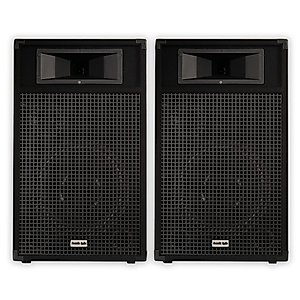 Acoustic Audio BR12 Passive 12" Speaker Pair 3 Way DJ PA Karaoke Band Speakers Black