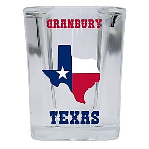 R and R Imports Granbury Texas Square Shot Glass 4-Pack