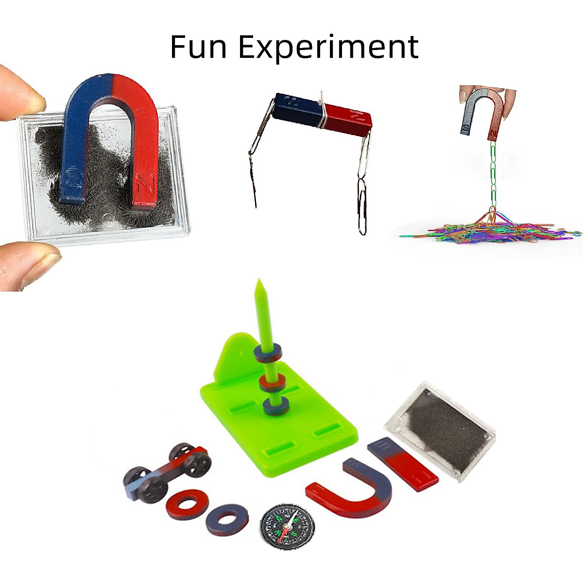 Labs Junior Science Magnet Set for Education Science Experiment Tools Icluding Bar/Ring/Horseshoe/Compass Magnets