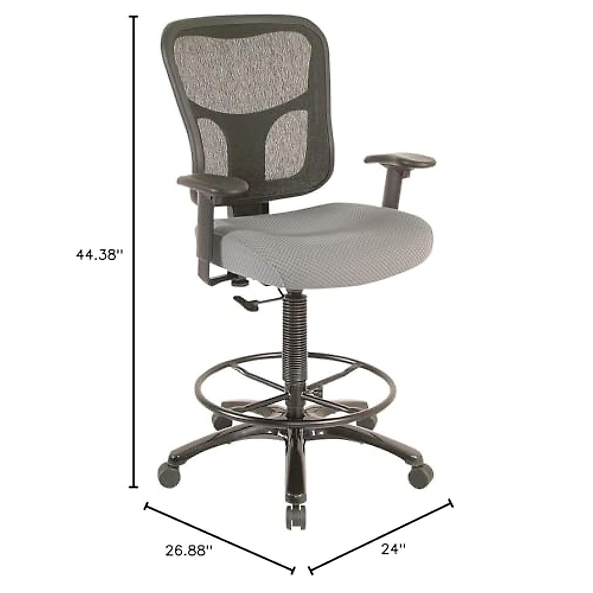 Tempur-Pedic Mid-Back Fabric Drafting Stool, Gray (TP8200-GREY)