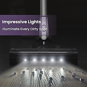 Cordless Vacuum Cleaner for Home | 400W Powerful Stick Vacuum | Long Runtime Detachable Battery | LED Display | Deep Clean for Hard Floor Carpet (White-Purple)