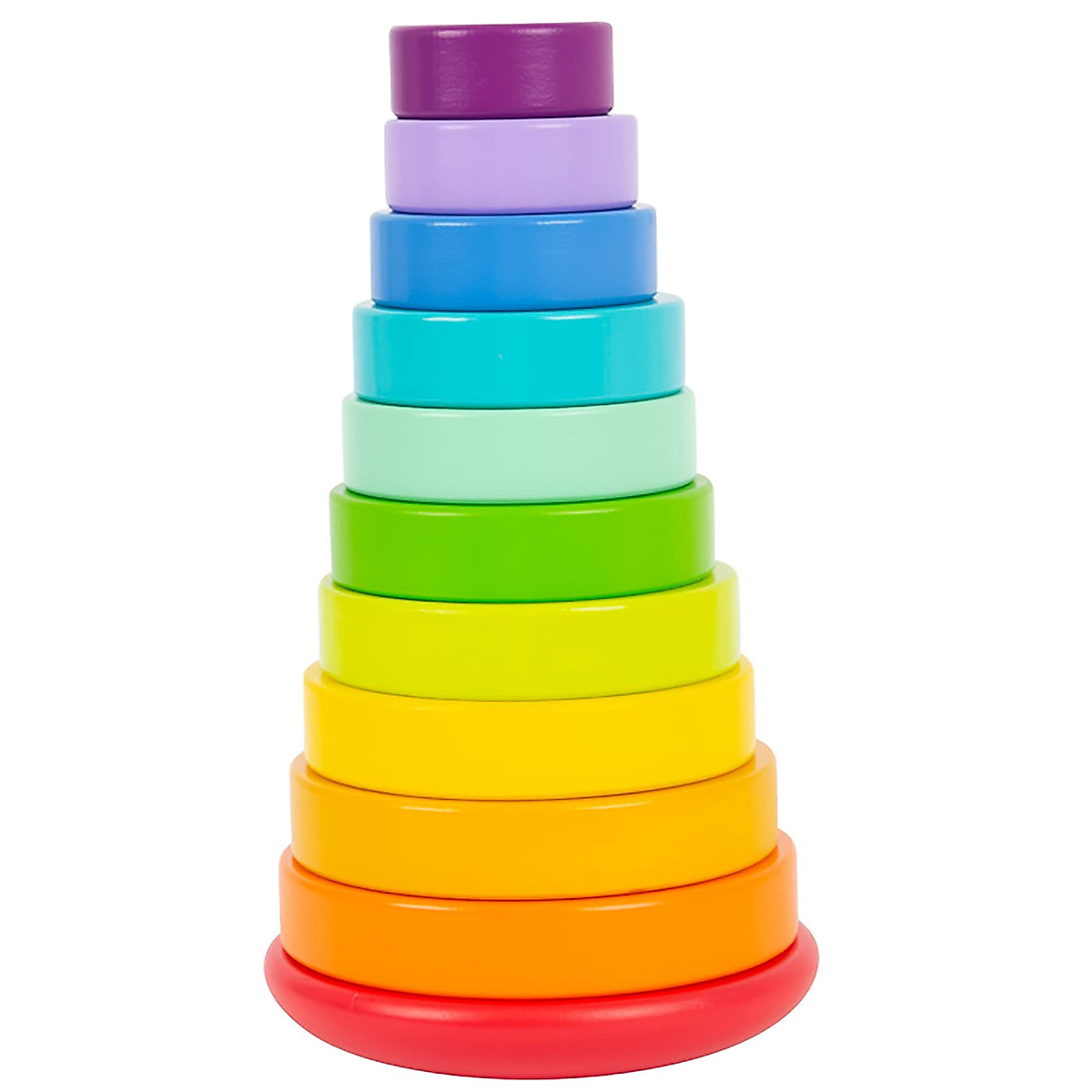 Wooden Large Rainbow Stacking Tower by Small Foot – Babies Learn Hand-Eye Coordination, Patterns and Colors While Developing Fine Motor Skills – Classic Educational Game for Toddlers – Ages 18+ months