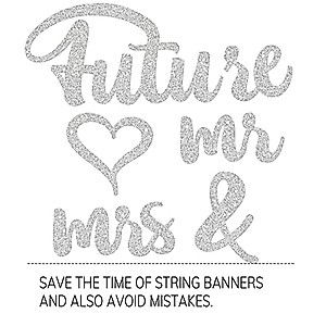 Future Mr & Mrs Banner, We're Engagement Silver Glitter Sign, Bridal Shower and Groom Wedding Party Decorations