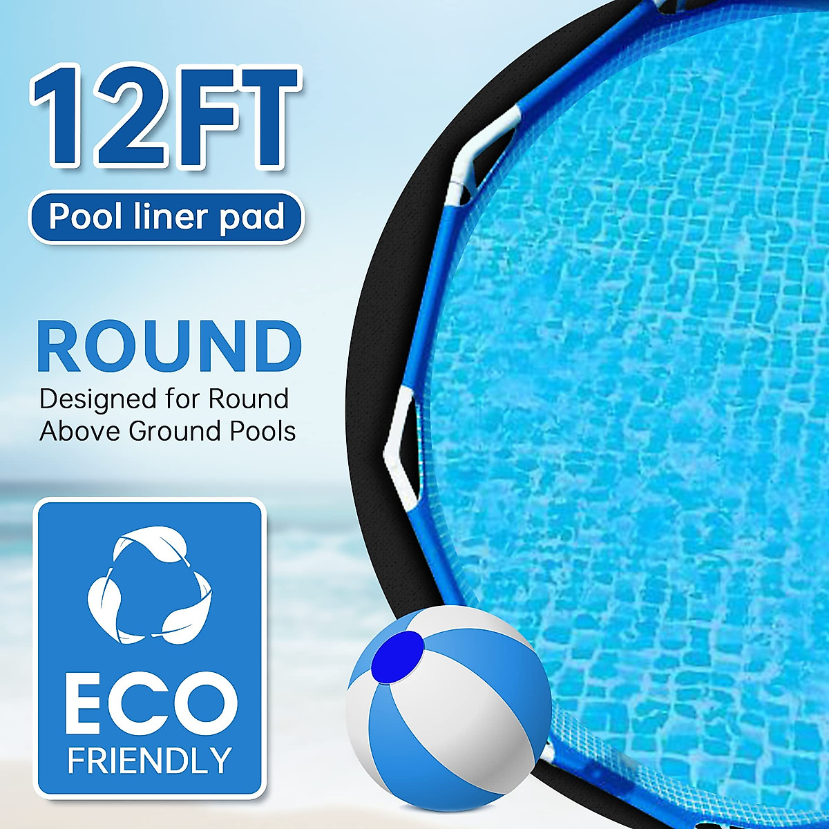 Perfin 12 Foot Round Pool Liner Pad for Above Ground Swimming Pools, Made of Durable Material - Prevents Punctures and Extends Life to The Liner…