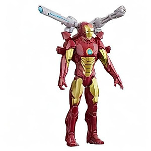 Avengers Marvel Titan Hero Series Blast Gear Iron Man Action Figure, 12-Inch Toy, with Launcher, 2 Accessories and Projectile, Ages 4 and Up, Red
