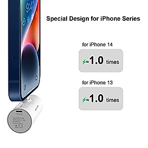 UNEUIOR Mini Portable Charger Power Bank 5000mAh Fast Charging Cordless Battery Pack Phone Charger for iPhone 14/14 Pro Max/13/13 Mini/12/12/11/XR/XS/X/8/7/6 (White)