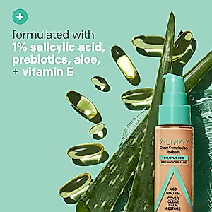 Almay Clear Complexion Acne Foundation Makeup with Salicylic Acid - Lightweight, Medium Coverage, Hypoallergenic, -Fragrance Free, for Sensitive Skin , 200 Buff, 1 fl oz.
