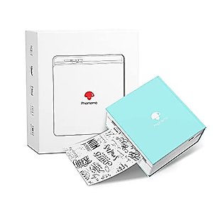 Phomemo M02 Wireless Pocket Thermal Sticker Maker, Portable Bluetooth Photo Printer Sticker Mini Printer Mobile Printer, Compatible with iOS and Android, for Print Photo, Journal, Fun, Black and White
