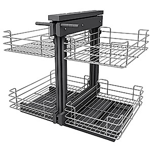 VADANIA Blind Corner Pull Out Organizer for 36" Cabinet, Left Open & Right Open Compatible, Min Opening 15", 2-Tier Pull-Out Basket, Soft Close, Bottom Mount