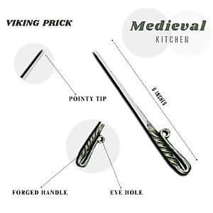 Hand Forged Medieval Eating Utensils Set with Leather Cover - 4 PCS Viking Cutlery Set Fork Spoon and Knife Set - Medieval Feasting Silverware and Flatware Set