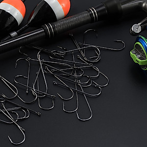 Dr.Fish 100 Pack Aberdeen Hooks Offset Hooks Live Bait Hooks Light Wire Fishing Hooks High Carbon Steel Freshwater Fishing Tackle for Trout Bass Catfish