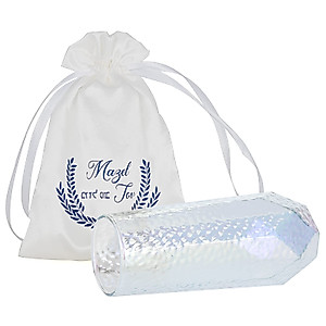 DOUDIZHU Chuppah Breaking Glass for Jewish Wedding, Jewish Wedding Glass for Couples, Wedding Ceremony Marriage Engagement Gift, Iridescent Glass Vessel for Groom with Drawstring Bag