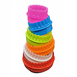 Handy Housewares 6pc Dual-Sided Biscuit/Cookie Dough Cutter Set, Straight Round and Scalloped Flower Edged, Dishwasher Safe (1 Set)