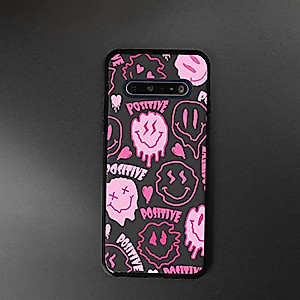 zeleiw autheco Compatible with LG V60 ThinQ 5G Case, Pink Dripping Smiles Love Heart Positive Radiate Face Graphic Design for LG Case Girls Women,Soft Silicone Trendy Cool Case for LG V60 ThinQ 5G