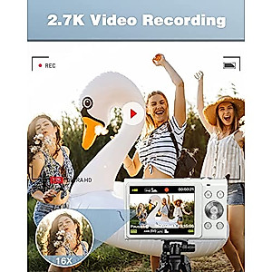 Digital Cameras for Photography Digital Camera Autofocus, 2.7K 48MP Teenager Camera with 2.8" Large Screen, 16X Zoom and 32GB Card, Compact Camera Take Macro Photos, Stylish Portable Camera for Teens