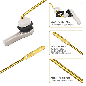 Jwodo Toilet Handle Replacement Kit, Universal Tank Flush Lever Handle with Stainless Steel Flapper Chains for Most Front Mount Toilets, White Finish Toilet Flush Handle