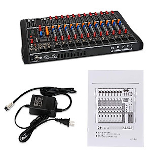 Depensheng DX12 DJ Sound Controller Interface w/USB Drive for Computer Recording 12-Channel Studio Audio Mixer - XLR Microphone Jack, 48V Power, RCA Input/Output for Professional and Beginners