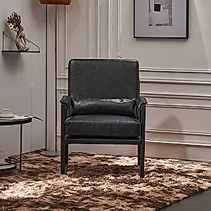 Black Office Guest Chair Reception Chair for Office Reception Lobby PU Leather Waiting Room Chair Reception Chair with Pillow, Leather Office Desk Guest Chair for Lobby Conference Room, 68 x81 x 88cm