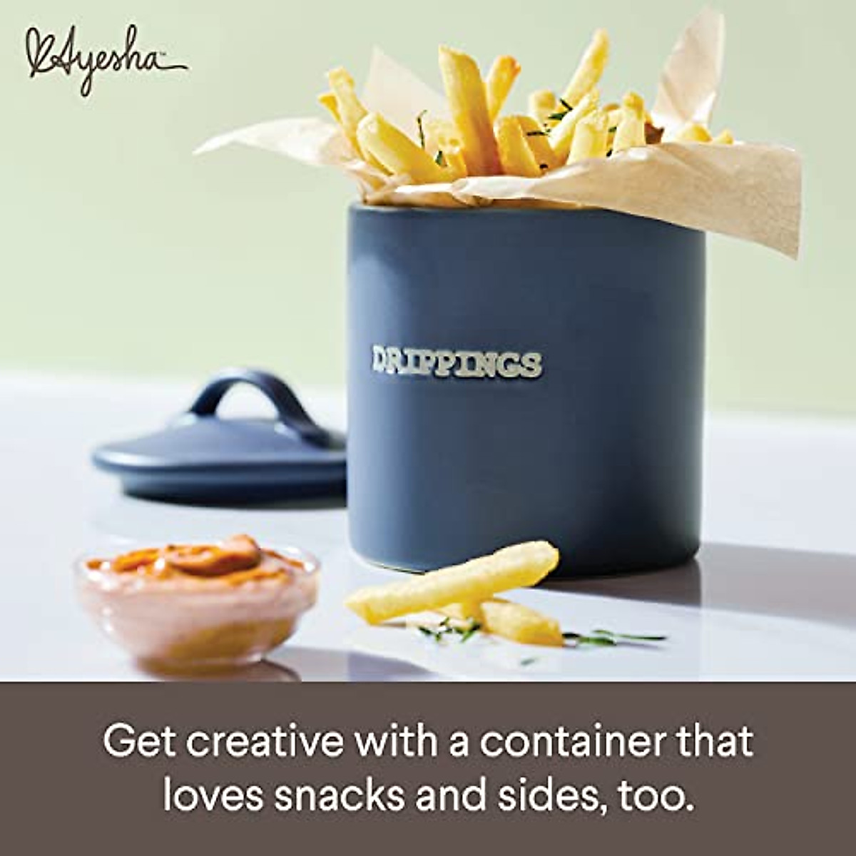 Ayesha Curry Kitchenware Ceramics Bacon Grease Jar/Container, 21 Ounce, Anchor