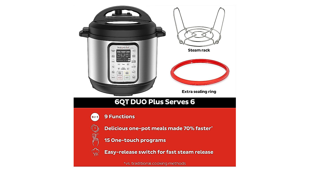 Instant Pot Duo Plus 9-in-1: Versatile 6 Qt Electric Cooker