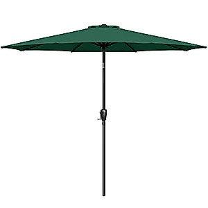 Simple Deluxe Patio Umbrella Outdoor, UV Protection Sunshade with Push Button Tilt/Crank and 8 Sturdy Ribs, for Table Garden Lawn Beach Pool, 9 FT, Green 1-pack-NEW