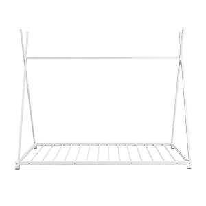 HZXINKEDZSW Twin Size Metal House Platform Bed with Triangle Structure, Single Metal Bed Frame for Kids Teens Girls Boys Bedroom, Can be Decorated, No Box Spring Required (White-T6)