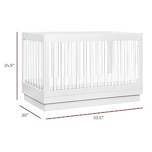Babyletto Harlow Acrylic 3-in-1 Convertible Crib with Toddler Bed Conversion Kit in White with Acrylic Slats, Greenguard Gold Certified