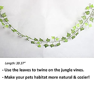 Artificial Bendable Jungle Vines Plants Greenery Bearded Dragon Leopard Crested Gecko Chameleon Lizard Snake Tank Cage Accessories, Plastic Reptile Terrarium Habitat Climbing Leaves Decor for Iguana