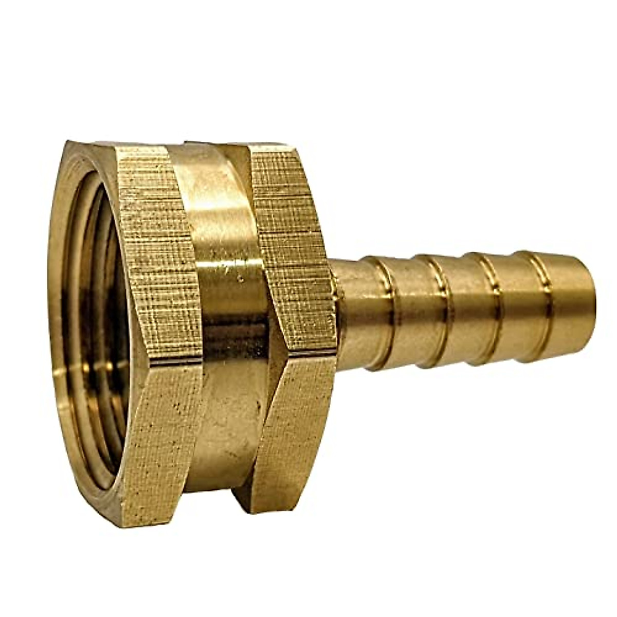 GRIDTECH Brass Garden Hose Adapter Swivel Fitting, 3/8” Barb and 3/4” GHT Female Connector, Heavy-Duty High-Pressure Support, Rust and Corrosion Resistant