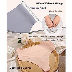 Knowyou High Waisted Thongs for Women Seamless Underwear for Women No Show Sexy Breathable Panties for Laides 6 Pack