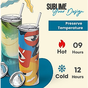 The Brandster Sublimation Tumblers 20 OZ Skinny Bulk, Double-Walled Stainless Steel Sublimation Blanks Tumblers, with Lid, Straw, Heat Tape, Shrink Wrap, Gift Boxed to Personalize & Gift