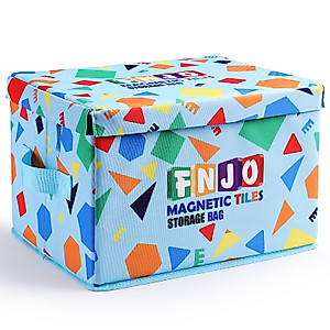 FNJO Toy Storage Bin,Foldable Toy Organizer with Lid, Playroom Organizer,Toy Holder,Storage Box for Magnetic Tiles and other gadget