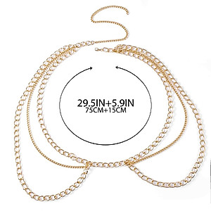 COSYDAYS Gold Metal Waist Chain Belt Layered Belly Chain Party Body Chain Jewelry for Women (Gold)
