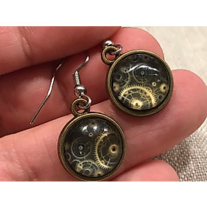 Minimalist Steampunk Earrings, Surgical Steam Punk Earrings, Stainless Steel Earrings, Surgical Steel Earrings by AnnaArt72