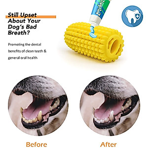Xemz Dog Toy Corn Molar Stick with Rope, Dog Toothbrush Chew Toys, Pet Teething Cleaning Stick Bite-Resistant Toothbrush Dog Chewing Stick Toy, for Medium Large Dog Cleaning Teeth Dental Care