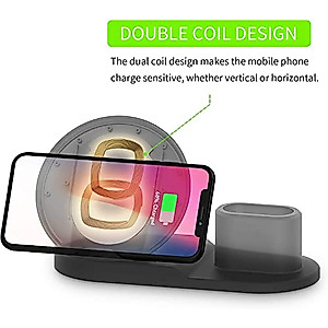 Wireless Charger, 3 in 1 Charging Station for Apple, Wireless Charging Stand Apple Watch Charger for Apple Watch and iPhone Airpod Compatible for iPhone X/XS/XR/Xs Max/8 Plus iWatch Airpods-Black