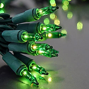 Dazzle Bright Green Christmas Lights with Green Wire, 33FT 150 Count Incandescent Christmas Tree String Lights with UL Certified Christmas Decorations for Indoor Outdoor Xmas Yard Party Decor