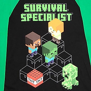 Minecraft Boys Video Game Character Graphics Long Short Sleeve Tees, Black, 4