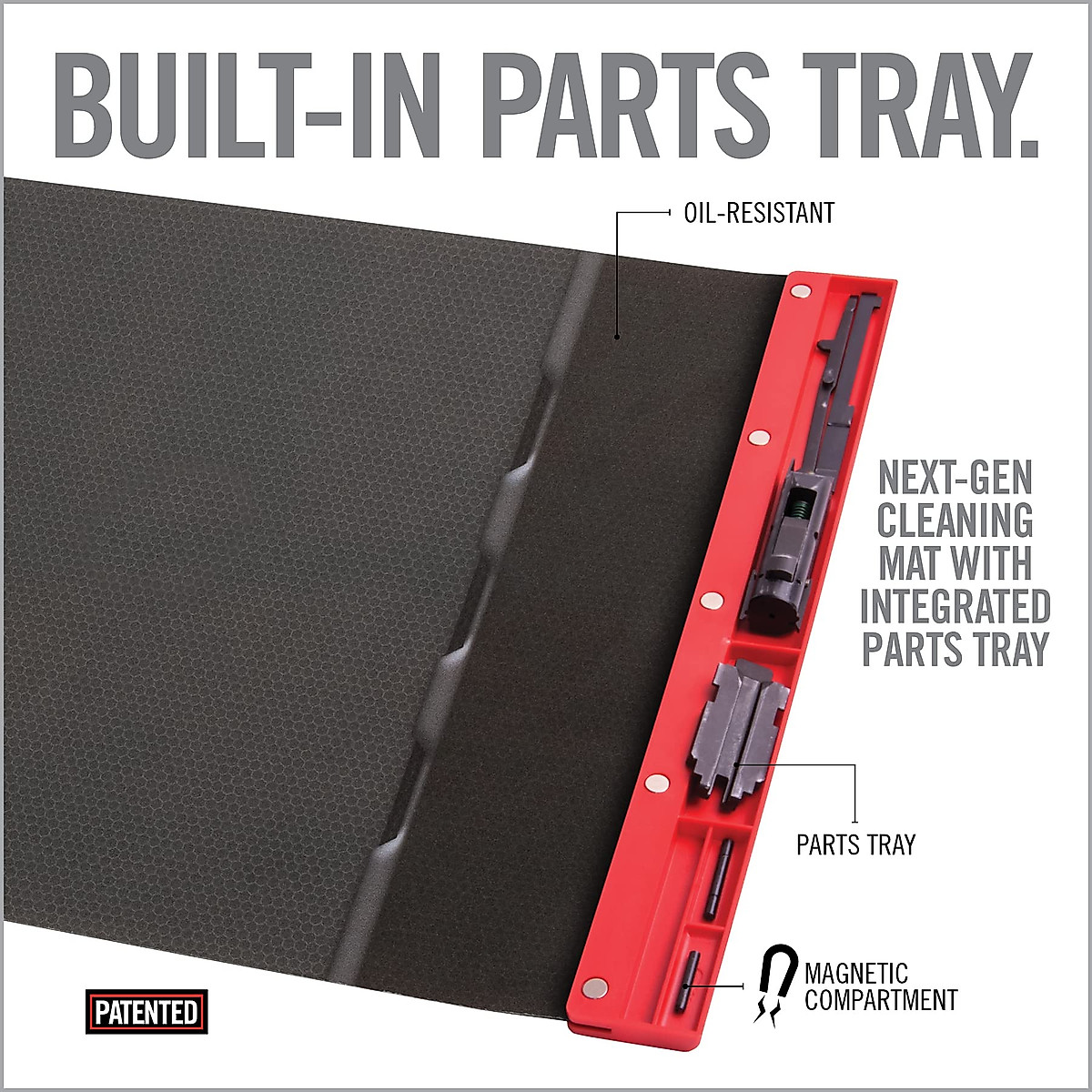 Real Avid Universal Smart Mat - 43x16”, Large Gun Cleaning Mat With Integrated Red Parts Tray, Gun Oil Resistant, Non-Slip, Padded Cleaning Mat, Great Rifle Cleaning Mat for Gun Cleaning Kits,charcoal