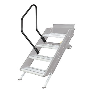 Lippert Solid Step Entry Assist Handrail, Accommodates Door Widths up to 36”, Easy Installation, Locking Pins for 5” Adjustment, for 5th Wheel RVs, Travel Trailers, Motorhomes - 799640, Black