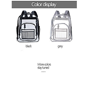 Fei Fan PVC fashion transparent backpack, heavy duty transparent backpack XL, men, women, daily life, work, travel. (Black)