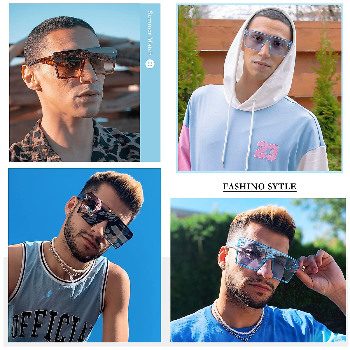 VANLINKER Flat Top Oversized Shield Sunglasses for Women Men Square Rimless Fashion Shades VL9517 With Black Frame