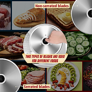 BIEAMA Meat Slicer, 200 W Electric Food Slicer with 2 Removable 7.5" Stainless Steel Blades Child Lock Protection Adjustable Thickness 0-18mm Meat Slicer Machine for Home with Food Tray, Towel