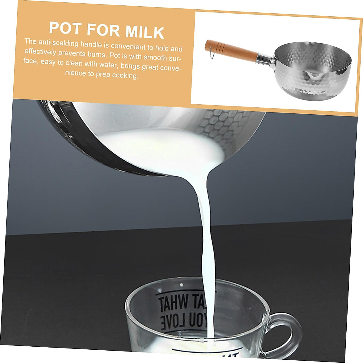 SHOWERORO Stainless Steel Snow Pan Metal Sauce Pan Japanese Pot Ramen Cooker Japanese Saucepan Yukihira Saucepan Stainless Steel Yukihira Pan Nonstick Sauce Pan Milk Non Stick Pan Baby Wood