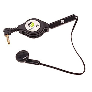 Headphone Retractable Mono Earphone Compatible with Amazon Fire 7 Kids Edition (2019 Release), Kindle Fire HDX 8.9 (2013 Release) - 3.5mm w Mic Headset Handsfree Earbud Earpiece R4J