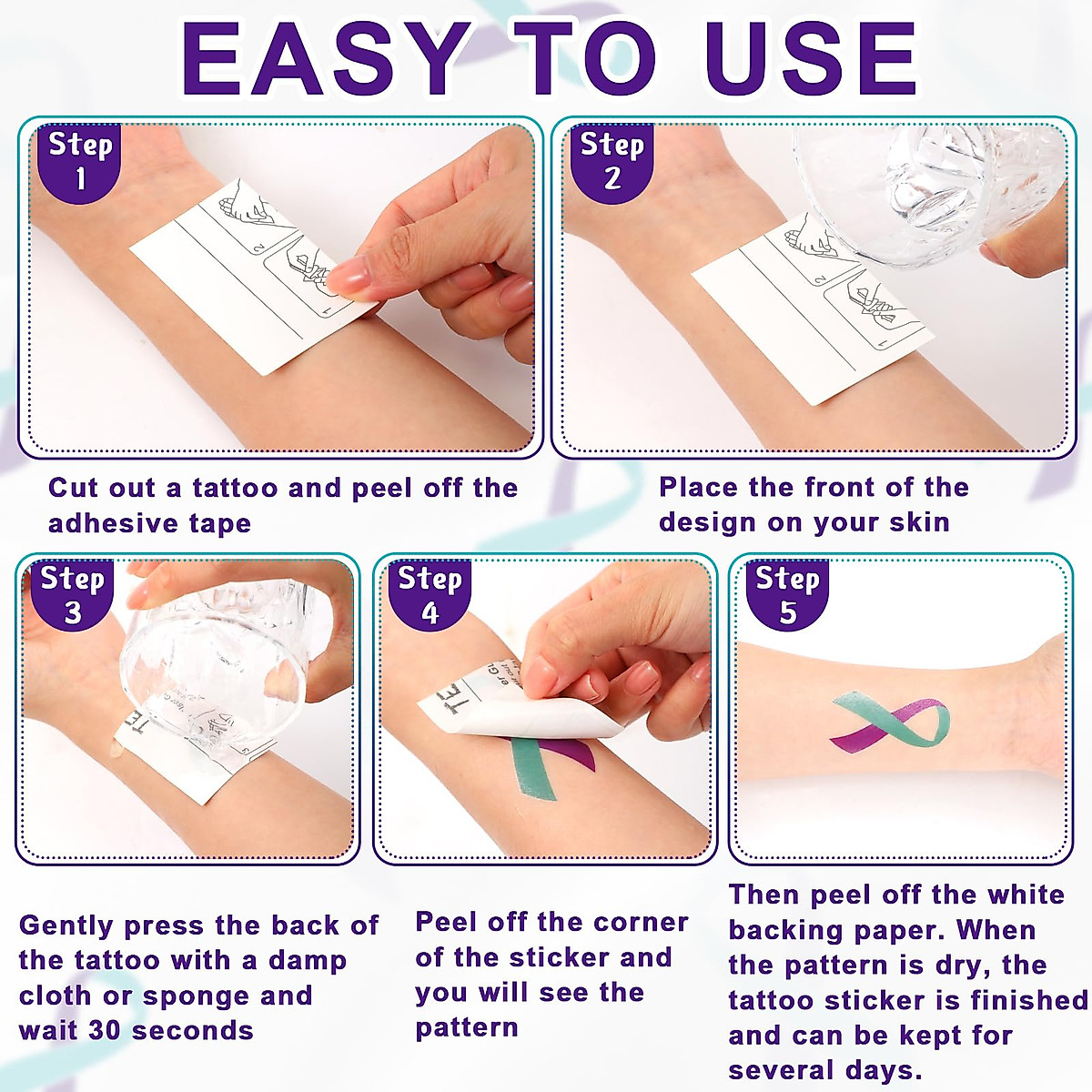 25 Sheets 200 Pcs Suicide Prevention Awareness Temporary Tattoos Stickers Assault Suicide Awareness Tattoos Stickers for Women Men Teen Mental Health Care Charity Activities Supplies